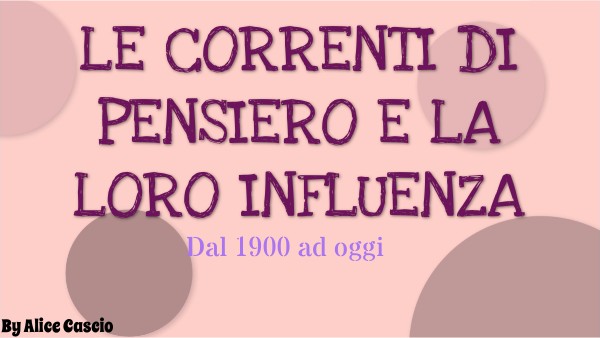 Le correnti di pensiero e la loro influenza dal 1900 ad oggi