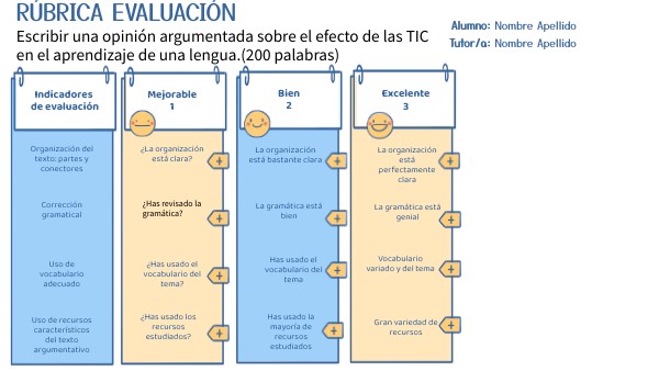 BORRADOR 2 RÚBRICA EVALUACIÓN TEXTO ARGUMENTATIVO 1 | Genially