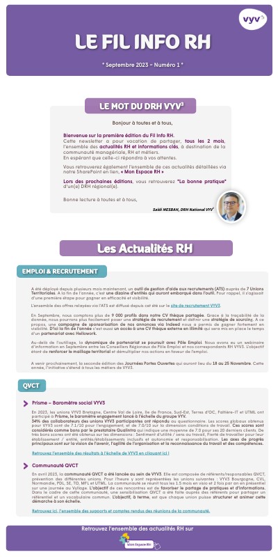 [Sept.2023] Newsletter RH VYV3 | Genially