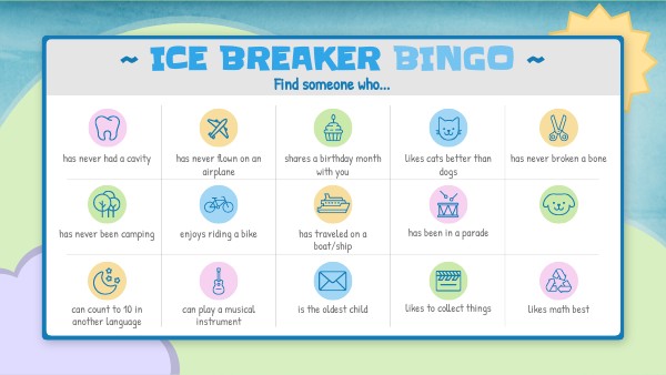 EDU ICEBREAKER BINGO