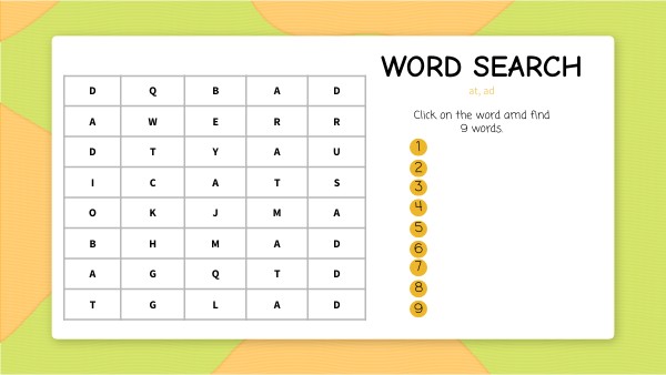 WORD SEARCH -at -ad | Genially
