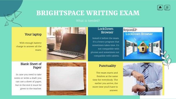 Brightspace Writing Section Exam Considerations | Genially