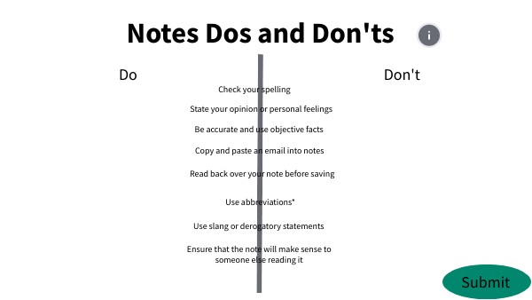 Notes Dos and Don'ts