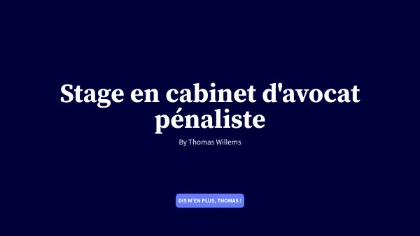 Stage en cabinet d'avocat pénaliste - Thomas Willems