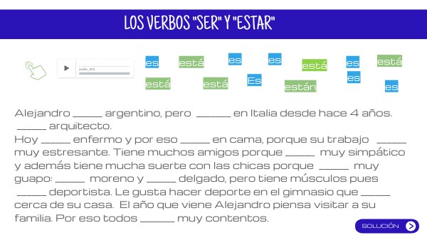 Ejercicio: arrastrar Ser/Estar | Genially