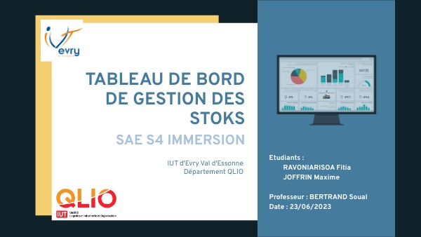 Tableau de bord des stocks