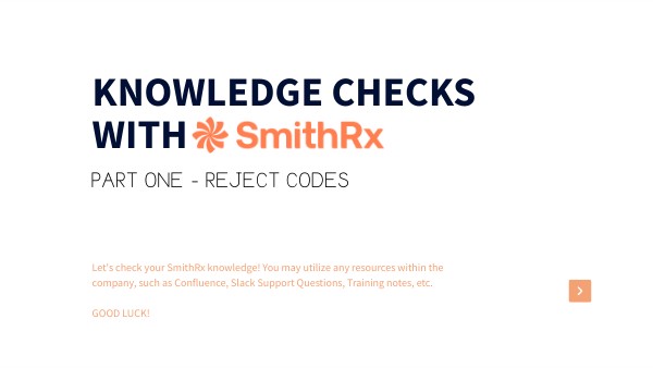 Knowledge Check Reject Codes