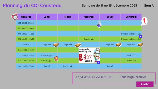 Edt hebdomadaire | Genially