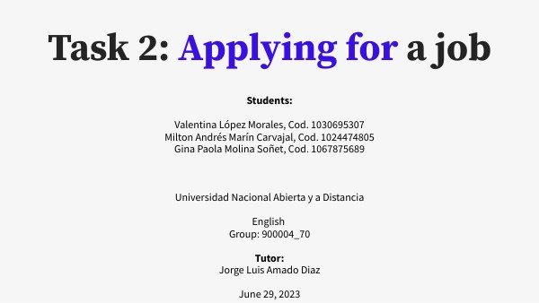 Task 2: Applying for a job