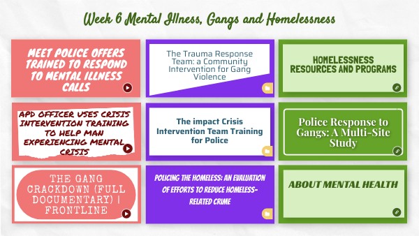 Week 6 Mental Illness, Gangs and Homelessness | Genially