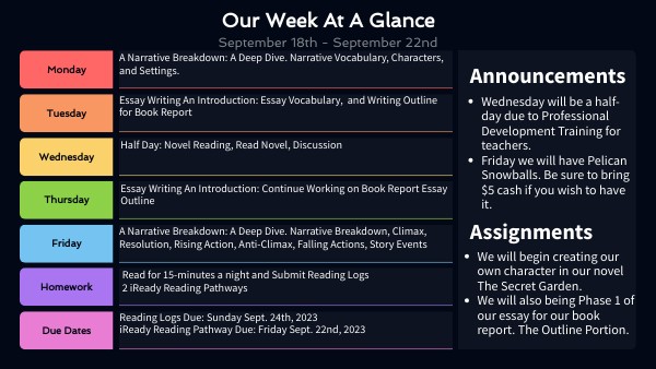 Our Week At A Glance | Genially