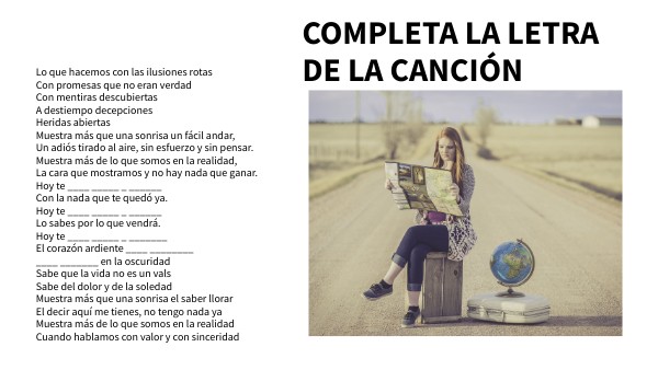 Completa la letra "Volver a empezar" | Genially