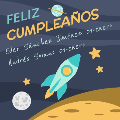 Tarjeta interactiva cumpleaños espacial
