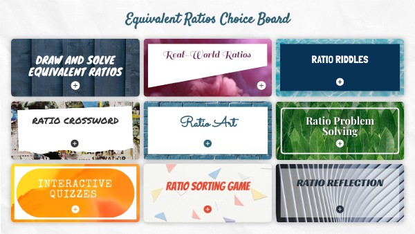 Equivalent Ratios CHOICE BOARD | Genially