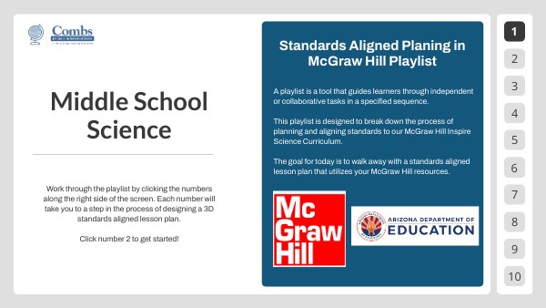 Middle School Science - Standards Aligned Planning in MH Playlist
