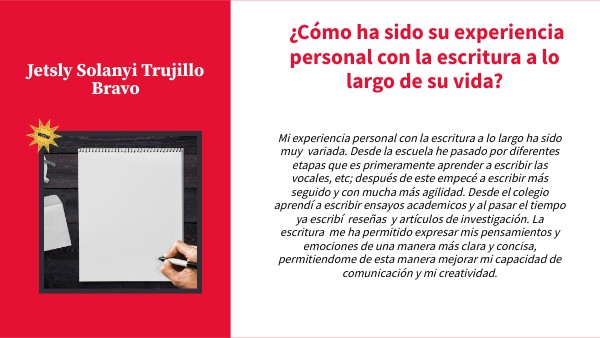 Infografía experiencia con la escritura