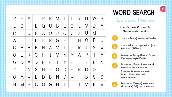Learning Theories: WORD SEARCH