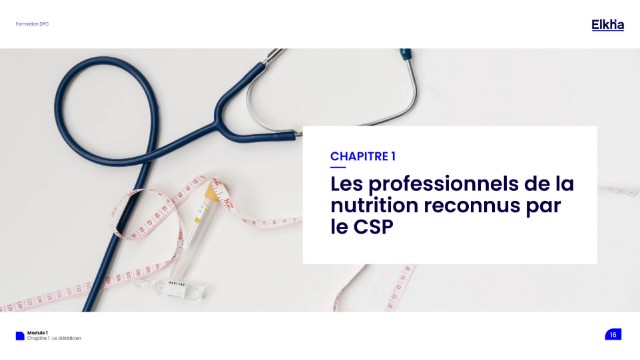 1. Les professionnels de la nutrition reconnus par le CSP