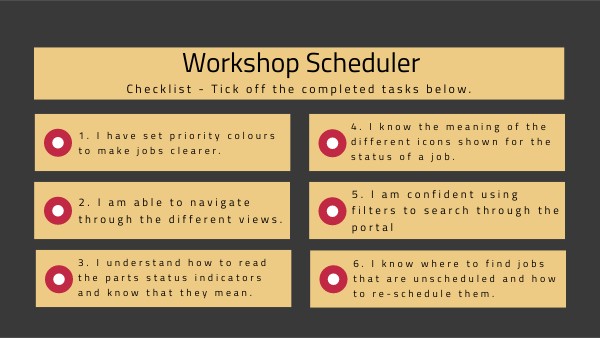 Workshop Scheduler Checklist | Genially