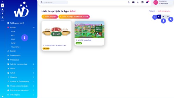 La liste des projets Wandeed