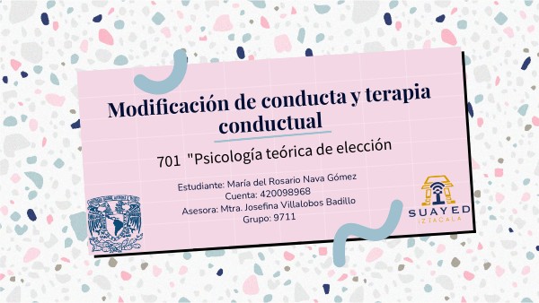 Modificación de conducta y terapia conductual | Genially