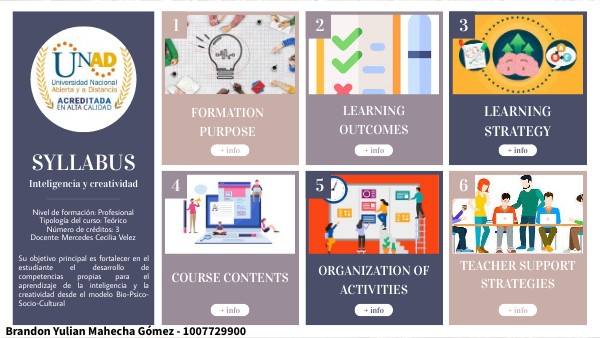 Infografia Syllabus de inteligencia y creatividad | Genially