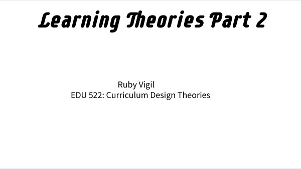 Learning Theories Part 2