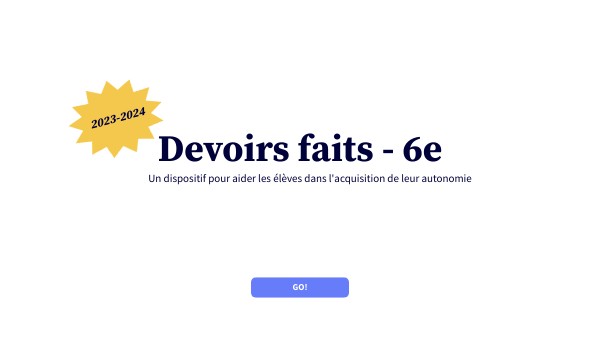 Présentation devoirs faits 6e | Genially