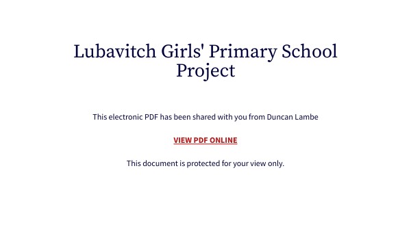 Lubavitch Girls' Primary School Project