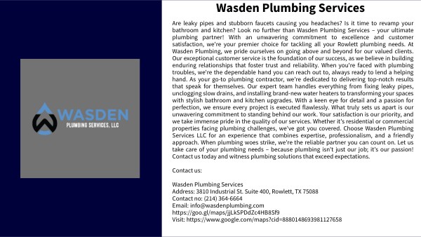 Wasden Plumbing Services
