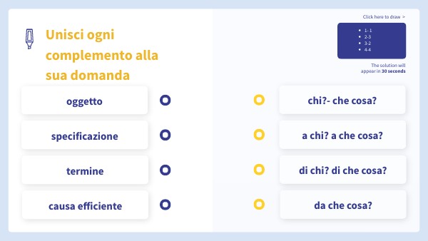 complementi da abbinare alla domanda