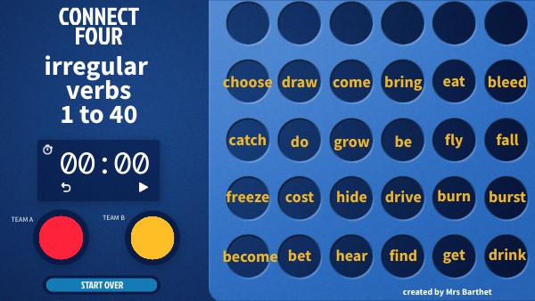 connect four - irregular verbs 1 to 40 | Genially