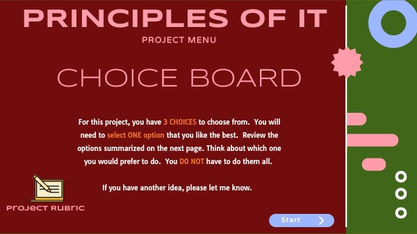 Unit Project Menu