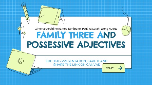 Solved FAMILY THREE AND POSSESSIVE ADJECTIVES