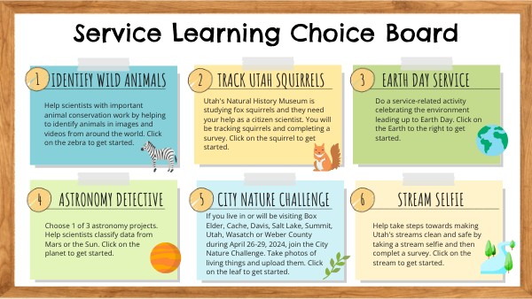Service Learning Choice Board