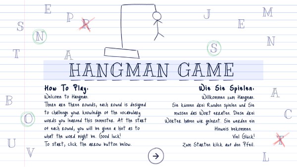Daniel Sieber - German Semester Final Exam Written - HANGMAN GAME
