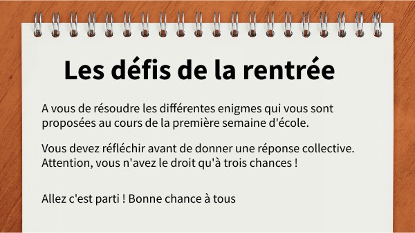 Défi de la rentrée 2023