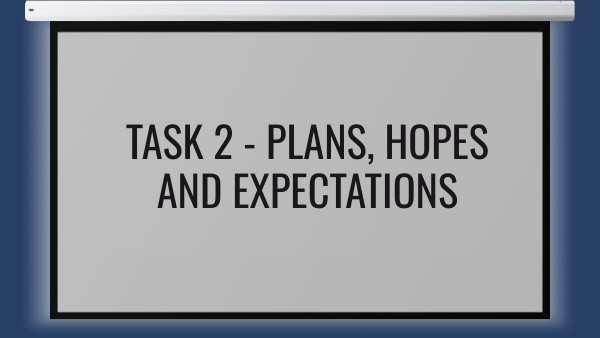 Plans, hopes and expectations