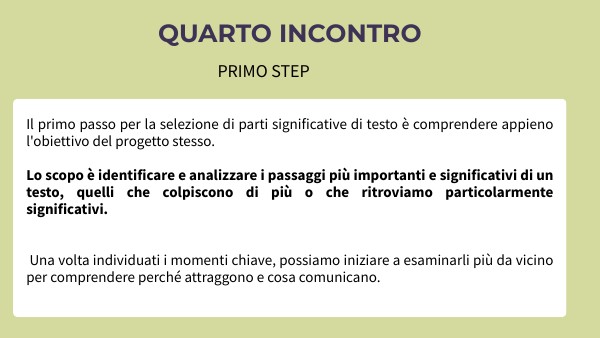 QUARTO INCONTRO - 1° STEP