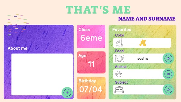 That's me card | Genially
