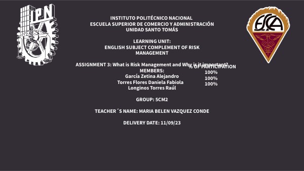 Risk Management Presentation | Genially