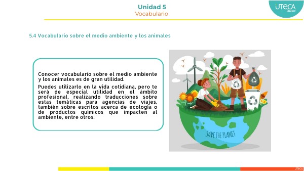 5.4 Vocabulario sobre el medio ambiente y los animales | Genially