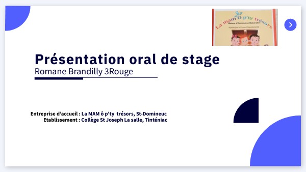 Oral de stage 3ème | Genially
