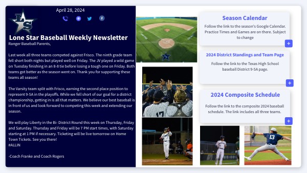 Lone Star Baseball Newsletter