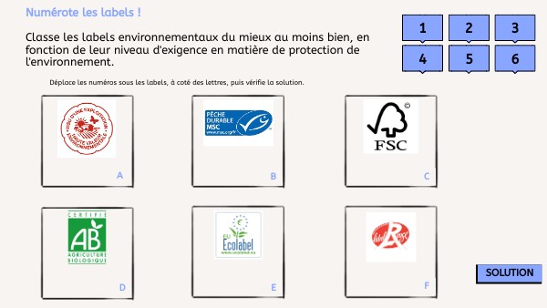 Classe les labels | Genially