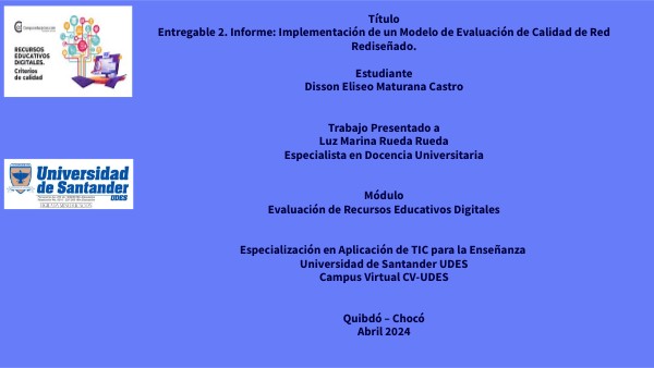 Presentación informe de implementación del modelo de evaluación RED | Genially