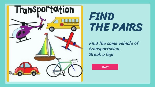 TRANSPORT - FIND THE PAIRS | Genially