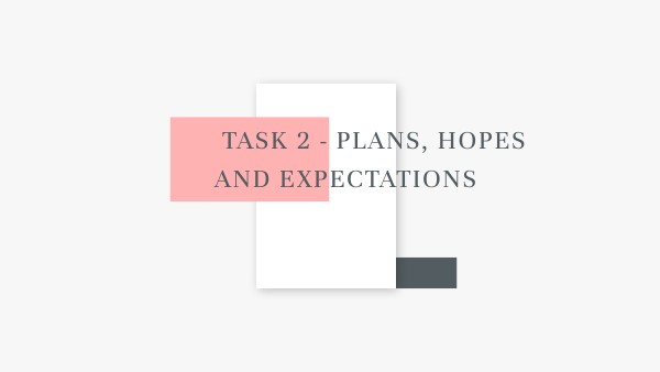 Task 2 - Plans, Hopes and Expectations