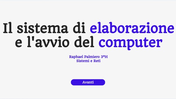 Sistema di elaborazione e l'avvio del computer