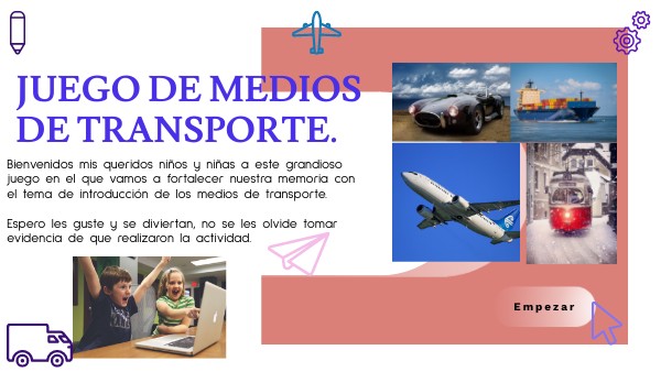 JUEGO DE MEMORIA DE LOS MEDIOS DE TRANSPORTE. | Genially